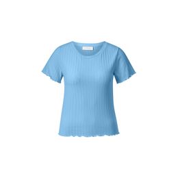 Kurzarmshirt RICHROYAL, Damen, Gr. M, sailor sky, Single Jersey, Obermaterial: 71% Viskose, 25% Polyester, 4% Elasthan, figurbetont normal, tiefer Rundhals, eingesetzt,&Auml;rmel ohne &Auml;rmelschlitz gewellter Abschluss, Shirts, Mit gewelltem Saum an Rumpf und &Auml;rmeln