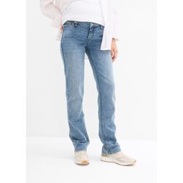 Umstandsjeans bonprix, Damen, Gr. 40, N-Gr, blau denim, Denim/Jeans, Obermaterial: 82% Baumwolle, 17% Polyester, 1% Elasthan, loose fit, Jeans Umstandsjeans, loose fit, gerades, locker geschnittenes Bein