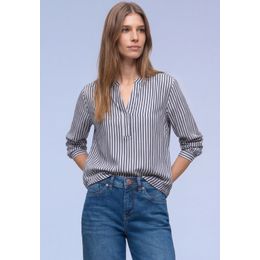 Langarmbluse Street One, Damen, Gr. 44, shadow blau, Web, Obermaterial: 100% Viskose, gestreift, l&auml;ssig geschnitten h&uuml;ftbedeckend, Rundhals, Blusen Langarmbluse, mit Splitneck und im Streifen-Design, Topseller