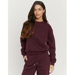 Sweatshirt Tally Weijl "SSWCOKIMMY", Damen, Gr. XS, mauve wine, Sweatware, Obermaterial: 65% Baumwolle, 35% Polyester, unifarben, normal, Rundhals, Sweatshirts Sweatshirt, Baumwollmischung, bequem
