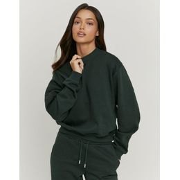Sweatshirt Tally Weijl "SSWCOKIMMY", Damen, Gr. M, schwarzest gr&uuml;n, Sweatware, Obermaterial: 65% Baumwolle, 35% Polyester, unifarben, normal, Rundhals, Sweatshirts Sweatshirt, Baumwollmischung, bequem