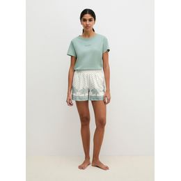 Marc O'Polo Schlafshorts MARC O'POLO "Mix N Match Cotton", Damen, Gr. M (40), N-Gr, gray mist print, Single Jersey, Obermaterial: 100% Baumwolle, bequem kurz, Hosen Schlafshorts, mit floralem Print, Gummizug