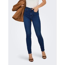 Skinny-fit-Jeans Only "ONLRAY HIGH WAIST SKINNY DNM BOX", Damen, Gr. XS (34), L&auml;nge 30, blau (medium blau denim), Denim/Jeans, Obermaterial: 69% Baumwolle, 29% Polyester, 2% Elasthan, unifarben, skinny fit, Jeans Skinny-fit-Jeans