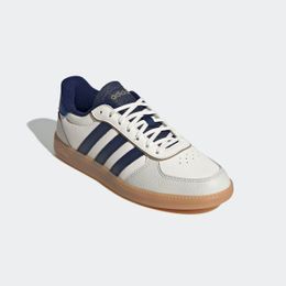 Sneaker adidas Sportswear "BREAKNET SLEEK", Damen, Gr. 38,5, wei&szlig; (core wei&szlig;, dunkelblau, royal blau), Leder, Synthetik, Schuhe Sneaker
