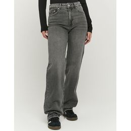 High-waist-Jeans Tally Weijl "SPADEPEPPER", Damen, Gr. 40, N-Gr, denim grau (hgu4), Denim/Jeans, Obermaterial: 69% Baumwolle, 30% Lyocell, 1% Elasthan, Abriebeffekte, straight fit lang, Jeans High-waist-Jeans, Baumwollmischung, High-Waist mit geradem Beinverlauf