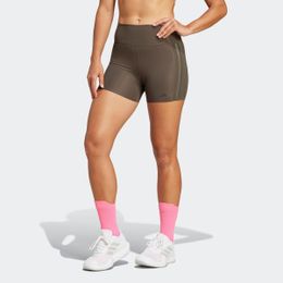 Shorts adidas Performance "OPTIME 4-INCH RAW-CUT-HEM LEGGINGS", Damen, Gr. L, N-Gr, gr&uuml;n (shadow olive, normal, gr.), Obermaterial: 77% Polyester, 23% Elasthan, Hosen Shorts