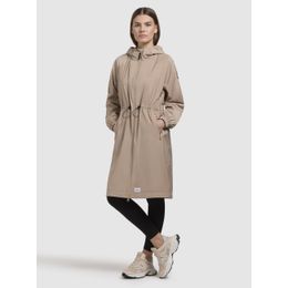 Kurzmantel Khujo "TUULI", Damen, Gr. L, beige, Web, 92% Polyester, 8% Elasthan, unifarben, loose fit knielang, Raglan&auml;rmel elastischer Bund, M&auml;ntel Kurzmantel
