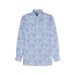 Businesshemd OLYMP "OLYMP Luxor, comfort fit, New Kent", Herren, Gr. 43, Normaler Arm, blau (bleu), 100% Baumwolle, Hemden