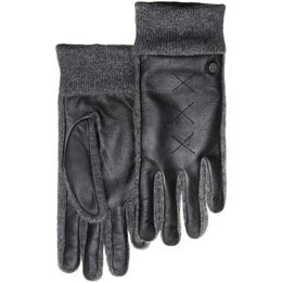 Strickhandschuhe Pearlwood "SMILLA", Damen, Gr. 7.5, schwarz, Materialmix, unifarben mit Farbeinsatz, Handschuhe, weiches Fleece-Innenfutter, Temperaturregulierend, Strickb&uuml;ndchen