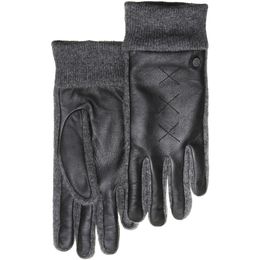 Strickhandschuhe Pearlwood "SMILLA", Damen, Gr. 7, schwarz, Materialmix, unifarben mit Farbeinsatz, Handschuhe, weiches Fleece-Innenfutter, Temperaturregulierend, Strickb&uuml;ndchen