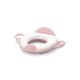 Lorelli Toilettensitz R&uuml;ckenlehne Handgriff gepolstert, Spritzschutz, Kunststoff rosa wei&szlig;
