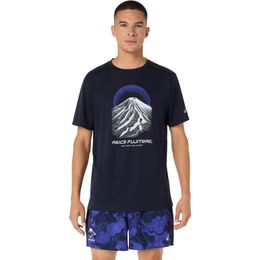 Laufshirt asics "FUJITRAIL LOGO SS TOP", Herren, Gr. L, midnight, cobalt burst, cool grau, Obermaterial: 100% Polyester, Shirts Laufshirt