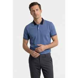 Poloshirt OLYMP "Casual", Herren, Gr. 3XL, blau (rauchblau), Piqu&eacute;, Obermaterial: 100% Baumwolle, Shirts, farbliche Kontrast-Details