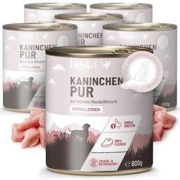 REAVET Hunde Nassfutter - Kaninchen PUR 6x800 g