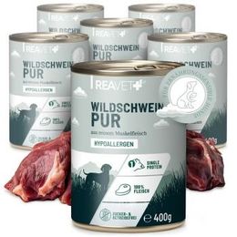 REAVET Hunde Nassfutter - Wildschwein PUR 6x400 g