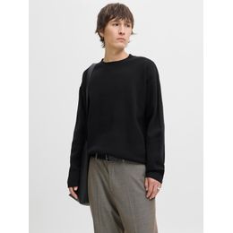 Jack & Jones Strickpullover JACK & JONES "JPRBLABRADFORT KNIT CREW NECK", Herren, Gr. M, schwarz, Strick, Obermaterial: 67% Polyester, 25% Polyacryl, 8% Nylon, unifarben, relaxed fit normal, Rundhals, Pullover Strickpullover