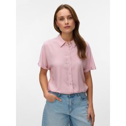 V&eacute;ro Moda Kurzarmbluse VERO MODA "VMALICE SS SHIRT WVN NOOS", Damen, Gr. S, bleached mauve stripes:selma hellwei&szlig;, Web, Obermaterial: 100% Viskose, gestreift, normal, Blusen, Viskose