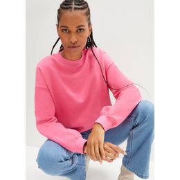 Sweatshirt bonprix, Damen, Gr. 36/38 (S), pink, Sweatware, Obermaterial: 100% Baumwolle. B&uuml;ndchen: 95% Baumwolle, 5% Elasthan, unifarben, oversize h&uuml;ftbedeckend, Rundhals, Rippb&uuml;ndchen, Sweatshirts Sweatshirt, Oversize-Passform, aus reiner Baumwolle, elastische B&uuml;ndchen