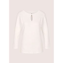 Madeleine Mode Longpullover MADELEINE "Feinstrickpullover Basicpullover mit Dekoelement", Damen, Gr. 36/38, wei&szlig; (wollwei&szlig;), Obermaterial: 71% Viskose CV. 29% Polyamid PA., Modern, Pullover Longpullover, Dekoelement am Ausscnitt