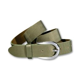 Lederg&uuml;rtel Silbergift "Lederg&uuml;rtel mit silber-gl&auml;nzender Designschlie&szlig;e", Damen, Gr. 90, oliv, Rindsleder, G&uuml;rtel Lederg&uuml;rtel