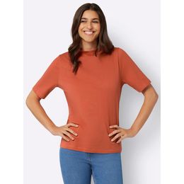 Kurzarmshirt Classic Basics "Kurzarm-Shirt", Damen, Gr. 40, orange (terra), 100% Baumwolle, unifarben, Shirts