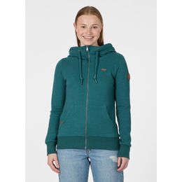 Sweatjacke Ragwear "NESKIA ZIP A", Damen, Gr. L, ocean gr&uuml;n, Sweatware, Obermaterial: 70% Baumwolle, 30% Polyester, unifarben, normal, Rundhals, Sweatjacken Sweatjacke, Bestseller aus elastischer Baumwollmischung, innen unbrushed