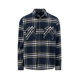 Langarmhemd Fynch-Hatton, Herren, Gr. XXL, N-Gr, navy, Web, Obermaterial: 65% Polyester, 35% Baumwolle, kariert, regular fit taillenbedeckt, Manschette, Hemden, mit Taschen