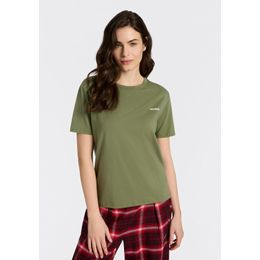 T-Shirt HUGO UNDERWEAR, Damen, Gr. S, dunkelgr&uuml;n, Single Jersey, Obermaterial: 95% Baumwolle, 5% Elasthan, unifarben, regular fit normal, Rundhals, abgesteppte Kante, Shirts T-Shirt, mit rundem Ausschnitt, regular fit, toniges Markenlogo