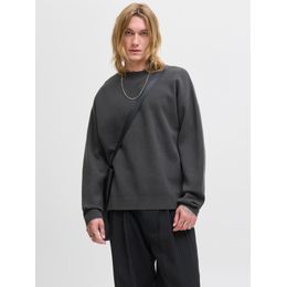 Jack & Jones Strickpullover JACK & JONES "JPRBLABRADFORT KNIT CREW NECK", Herren, Gr. S, volcanic ash, Strick, Obermaterial: 67% Polyester, 25% Polyacryl, 8% Nylon, unifarben, relaxed fit normal, Rundhals, Pullover Strickpullover