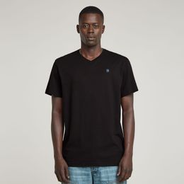 G-Star Raw T-Shirt G-STAR "Base", Herren, Gr. M, schwarz (dk schwarz), Jersey, Obermaterial: 100% Baumwolle, unifarben, slim fit normal, V-Ausschnitt, abgesteppte Kante, Shirts T-Shirt, mit V-Ausschnitt