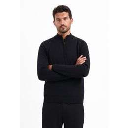 Stehkragenpullover NO EXCESS "NO EXCESS Half-Zip-Pullover Pullover Half Zip High Collar Solid", Herren, Gr. L, schwarz, 90% Baumwolle, 10% Nylon, Pullover Stehkragenpullover