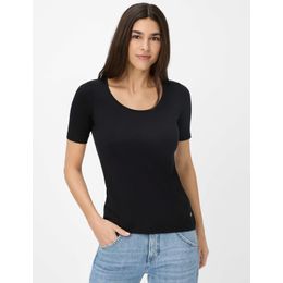 Kurzarmshirt Brax "Style CORA", Damen, Gr. 36, schwarz, 47% Baumwolle, 47% Modal, 6% Elasthan, Rundhals, Shirts