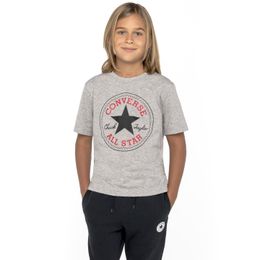 Kurzarmshirt Converse "f&uuml;r Kinder", Jungen, Gr. 146/152 (158), grau (dunkelgrau heat), Stoff, Obermaterial: 100% Baumwolle, bedruckt, unifarben, normal, Rundhals, eingesetzt abgesteppt, Shirts, Kurzarm, sportlicher Stil, mit Logodruck, elastisches Material