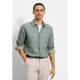 Langarmhemd OLYMP "OLYMP Casual, regular fit, Kent", Herren, Gr. L, Normaler Arm, oliv, 100% Leinen, Hemden