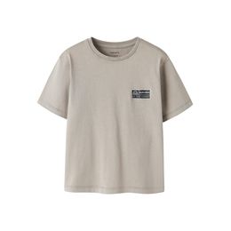 Kurzarmshirt name it "NKMFANDEL SS NREG TOP NOOS", Jungen, Gr. 122/128, vintage khaki, Jersey, Obermaterial: 100% Baumwolle, unifarben, normal, Rundhals, Shirts, Baumwolle, mit Druck