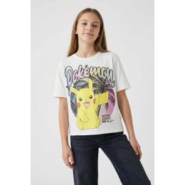 T-Shirt name it "NKFMUBA POKEMON SS NREG TOP BOX NOOS SKY", M&auml;dchen, Gr. 134/140, wei&szlig; (hellwei&szlig;), Jersey, Obermaterial: 95% Baumwolle, 5% Elasthan, normal, Rundhals, Shirts T-Shirt, Baumwollmischung, Pok&eacute;mon Print