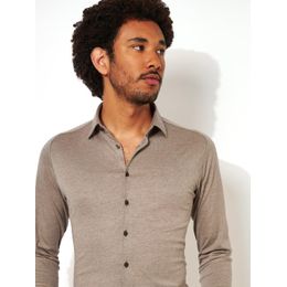 Langarmhemd DESOTO "Jerseyhemd Casual Kent", Herren, Gr. XL, N-Gr, braun (light braun piqu&eacute;), Jersey, Obermaterial: 100% Baumwolle, unifarben, slim fit normal, Rundhals, Raglan&auml;rmel,&Auml;rmel mit &Auml;rmelschlitz 1-Knopf-Manschette mit Schlitz, Hemden