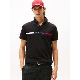 Poloshirt Tommy Hilfiger "HILFIGER CHEST INSERT REG POLO", Herren, Gr. L, schwarz, Piqu&eacute;, Obermaterial: 96% Baumwolle, 4% Elasthan, regular fit, Rippb&uuml;ndchen, Shirts