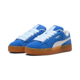 Sneaker Puma "SUEDE XL LACES INTEREST WNS", Damen, Gr. 40, mountain blau, caramel latte, Leder, mehrfarbig, Schuhe Sneaker