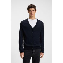 Strickjacke BOSS Orange "Avac_CD", Herren, Gr. 3XL, blau (dunkelblau404), Strick, Obermaterial: 60% Schurwolle, 40% Polyacryl, unifarben, regular fit, tiefer V-Ausschnitt, Strickjacken Strickjacke, mit tiefem V-Ausschnitt