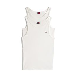 Tanktop Tommy Jeans "TJM XSLIM 2PCK RIB TANK EXT", Herren, Gr. S, beige (ecru, ecru), Single Jersey, Obermaterial: 100% Baumwolle, slim fit, tiefer Rundhals, Tops Tanktop, mit gerippter Struktur