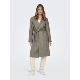Langmantel Only "ONLNICOLE LIGHT WRAP COAT CS OTW", Damen, Gr. M, braun (walnut detail:melange), Web, Obermaterial: 85% Polyester, 15% Baumwolle, meliert, loose fit lang, M&auml;ntel