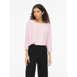 3/4 Arm-Pullover Vila "VIMALU BOATNECK 3/4 SLEEVE KNIT TOP-NOOS", Damen, Gr. XL, cherry blossom detail:melange, Strick, Obermaterial: 50% Polyester, 30% Viskose, 20% Nylon, meliert, loose fit normal, U-Boot-Ausschnitt, Rippstrickb&uuml;ndchen, Pullover, Materialmix, loose fit
