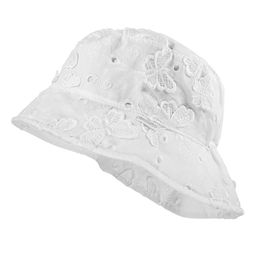 Sonnenhut MaxiMo, M&auml;dchen, Gr. 47, wei&szlig;, Stoff, Obermaterial: 100% Baumwolle, H&uuml;te, Fischerhut, Wei&szlig;, Schmetterlingsmotiv