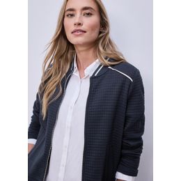 Sweatjacke Street One, Damen, Gr. 44, shadowed navy, Web, 78% Baumwolle, 20% Polyester, 2% Elasthan, Strukturmuster, regular fit normal, Rundhals, B&uuml;ndchen, Sweatjacken Sweatjacke, aus elastischem Materialmix