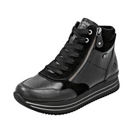 Sneakerboots Remonte, Damen, Gr. 42, schwarz, Leder, Textil, unifarben, Schuhe Sneakerboots, Schn&uuml;rboots, Plateauboots, Stiefelette, wasserabweisende TEX-Membran