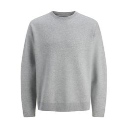 Jack & Jones Strickpullover JACK & JONES "JPRBLABRADFORT KNIT CREW NECK", Herren, Gr. L, grau (light grau melange), Strick, Obermaterial: 67% Polyester, 25% Polyacryl, 8% Nylon, meliert, relaxed fit normal, Rundhals, Pullover Strickpullover