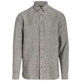 VanVaan Herren Leinen-Hemd mit Button-Down-Kragen