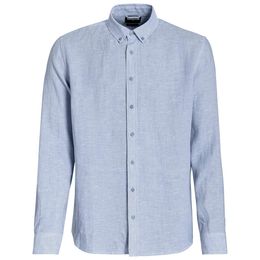 VanVaan Herren Leinen-Hemd mit Button-Down-Kragen