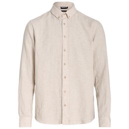 VanVaan Herren Leinen-Hemd mit Button-Down-Kragen